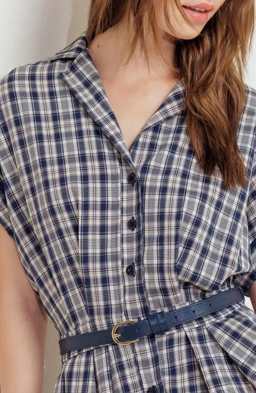 FREEMARKET Belted Plaid Shirtdress