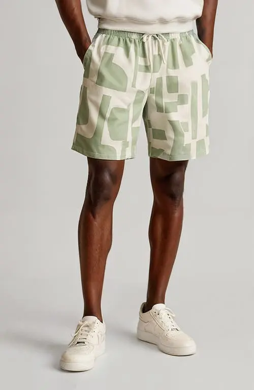 D.RT Geometric Print Swim Trunks - White/light Green