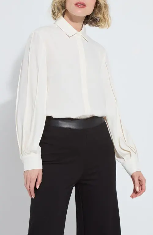Lyssé Ivette Pleated Balloon Sleeve Button-up Shirt