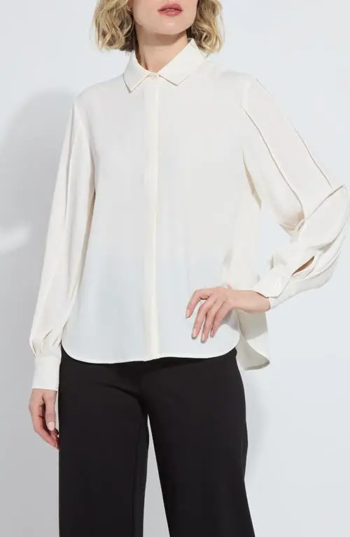 Lyssé Ivette Pleated Balloon Sleeve Button-up Shirt