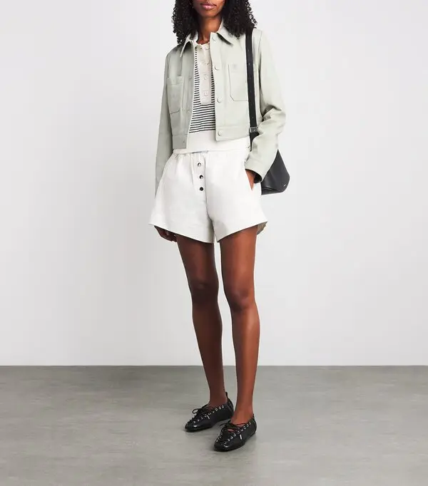FRAME The Button Front Leather Jacket