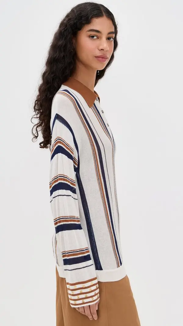SIEDRES Striped Fine Knit Pullover