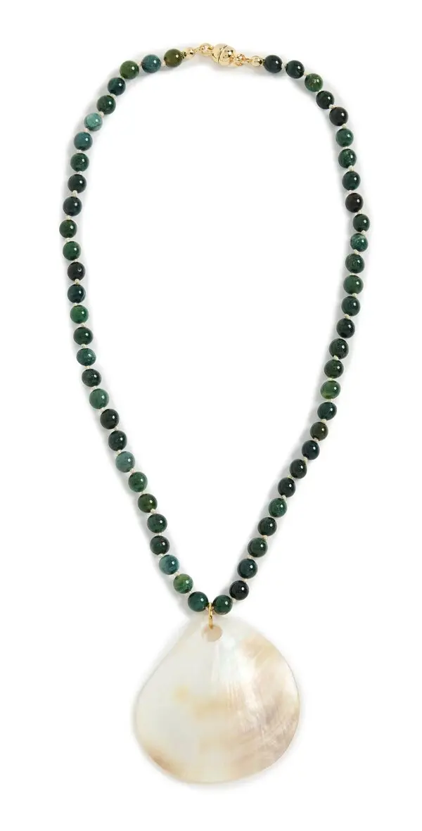LUV AJ The Mallorca Shell Pendant Necklace - Green