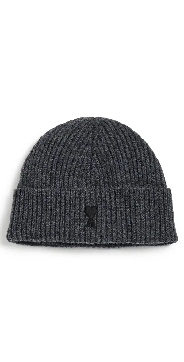 Ami Felted Beanie - Gris Chine/noir
