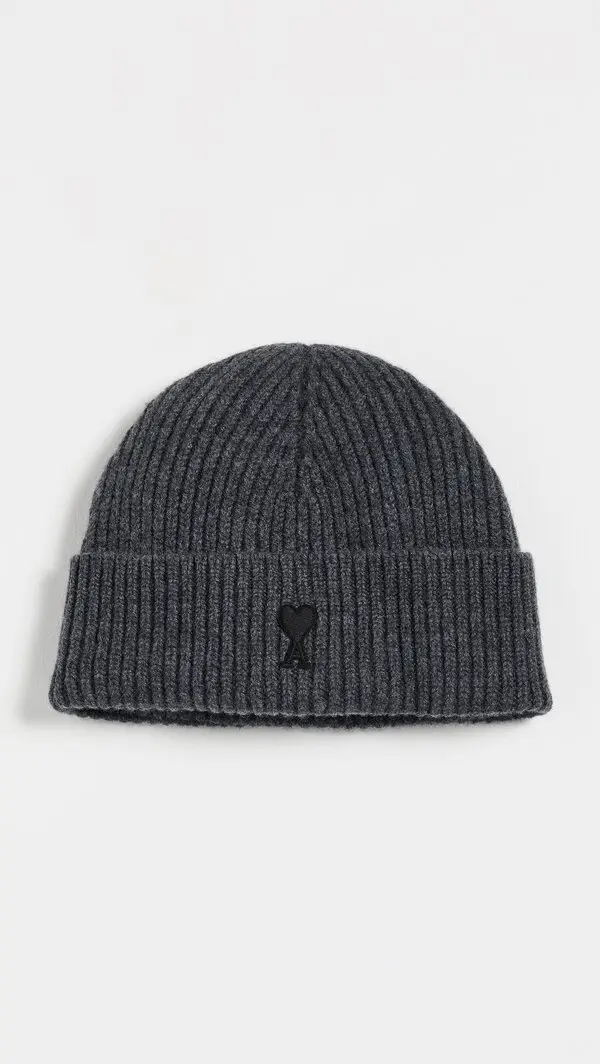 Ami Felted Beanie - Gris Chine/noir