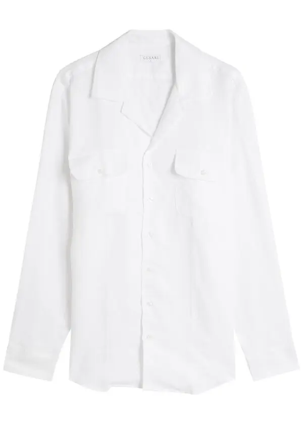 GUSARI Safari Linen Shirt - White