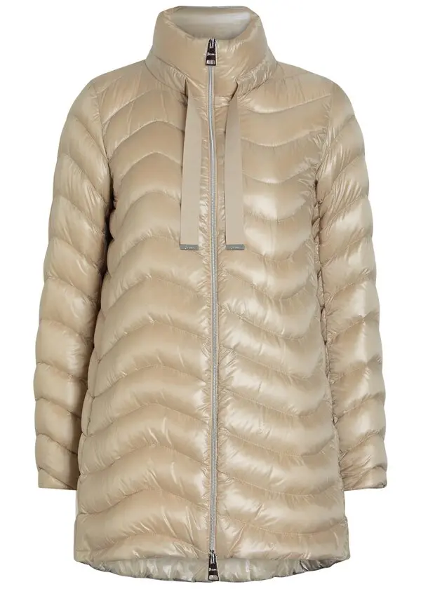 Herno Quilted Glossed Shell Jacket - Beige