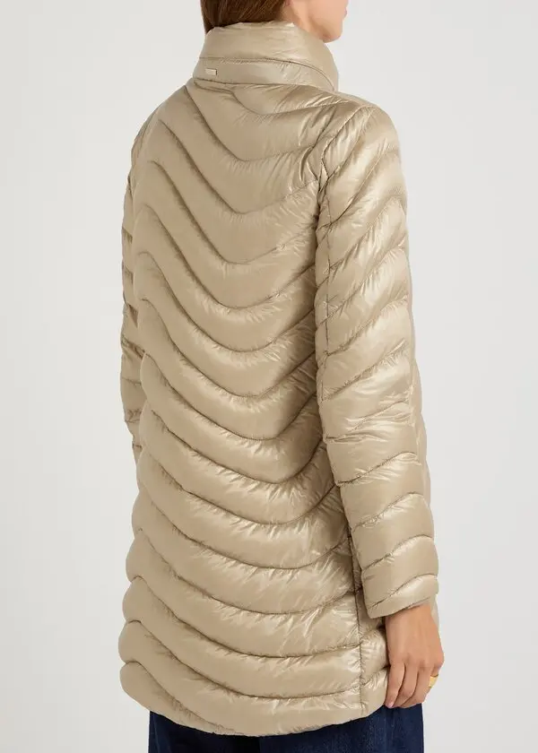 Herno Quilted Glossed Shell Jacket - Beige