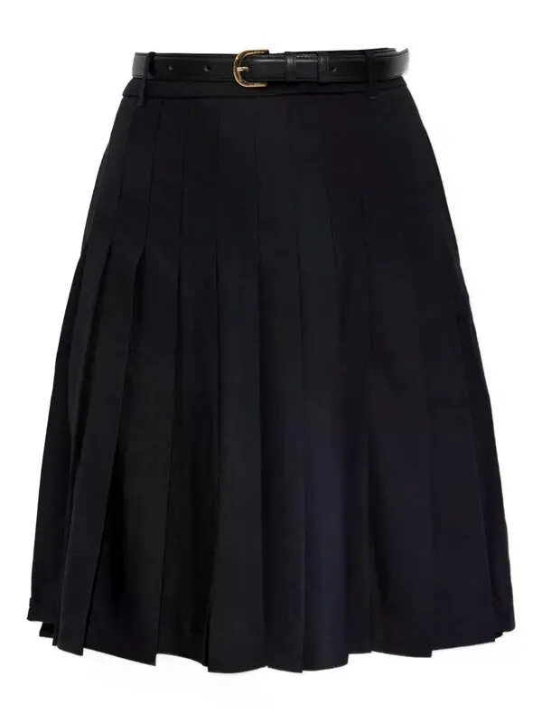 SELF-PORTRAIT Pleated Belted Midi Skirt