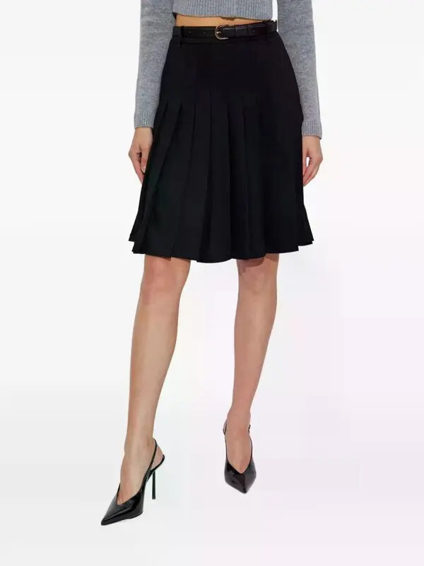 SELF-PORTRAIT Pleated Belted Midi Skirt