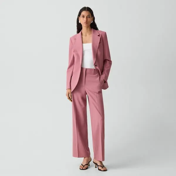Theory Classic Straight Pant In Good Wool - Dusty Rose