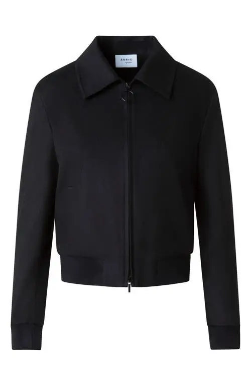 Akris Wool Blend Crop Bomber Jacket