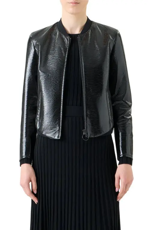 Akris Crinkled Lacquer Bomber Jacket