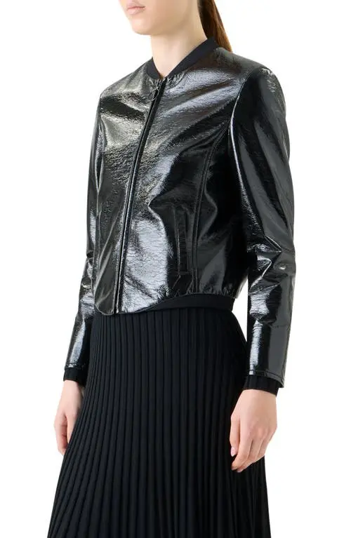 Akris Crinkled Lacquer Bomber Jacket
