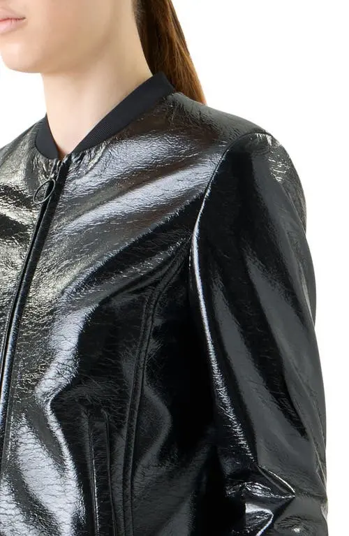 Akris Crinkled Lacquer Bomber Jacket