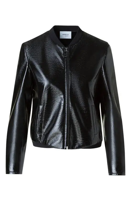 Akris Crinkled Lacquer Bomber Jacket