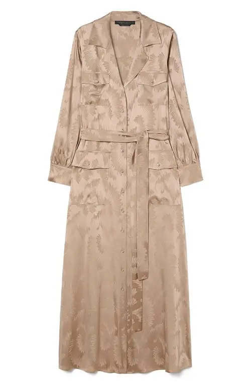 Marina Rinaldi Ottimo Fan Jacquard Long-sleeve Shirtdress