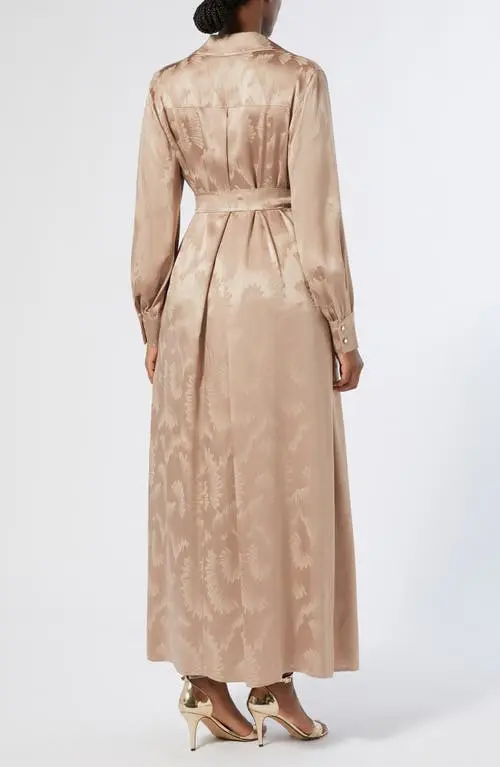 Marina Rinaldi Ottimo Fan Jacquard Long-sleeve Shirtdress