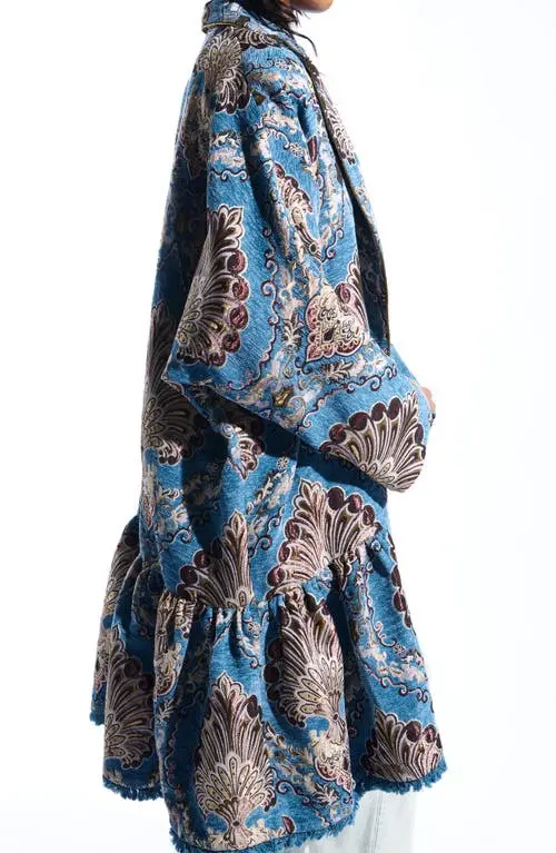 AZALEA WANG Paisley Jacquard Peplum Coat