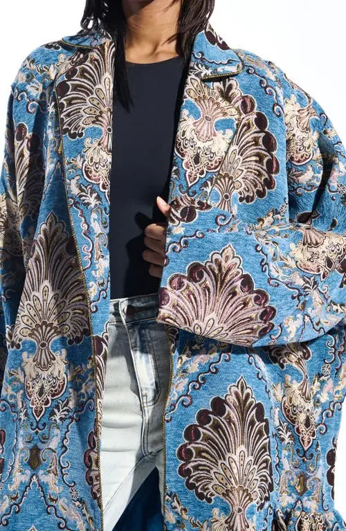 AZALEA WANG Paisley Jacquard Peplum Coat