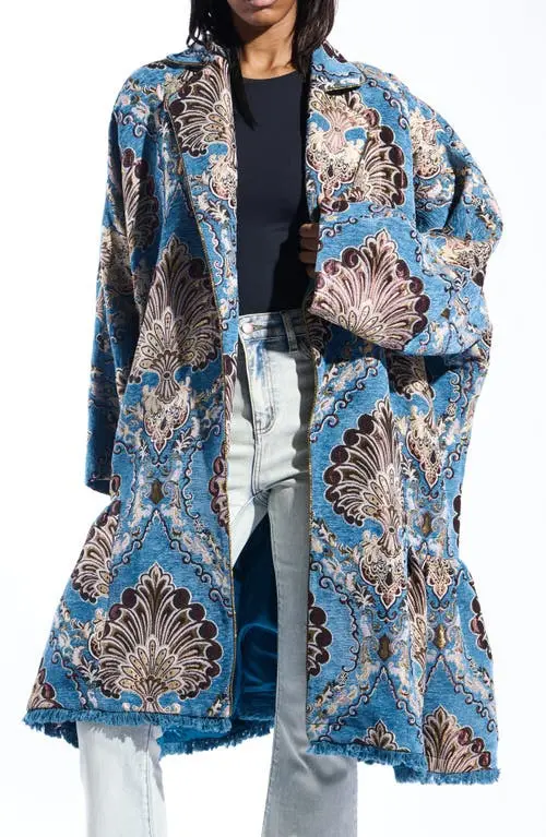 AZALEA WANG Paisley Jacquard Peplum Coat