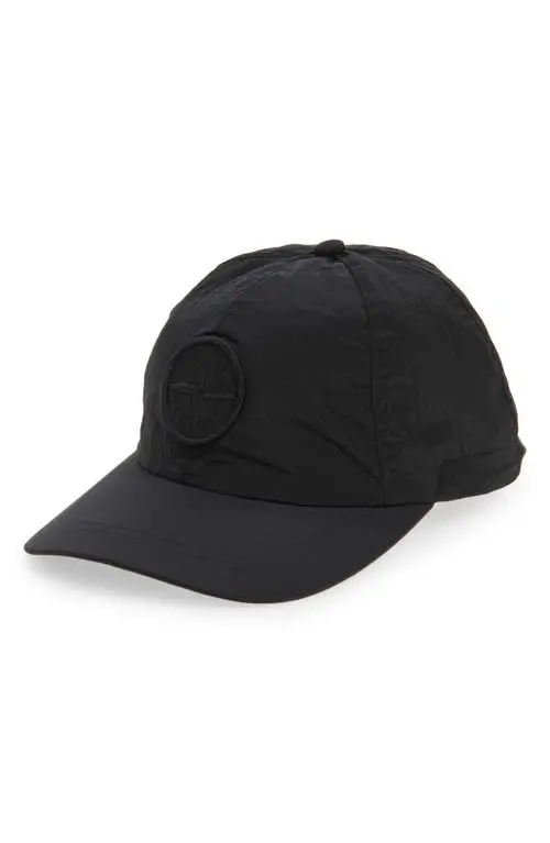 Stone Island Logo Embroidered Baseball Cap - Black