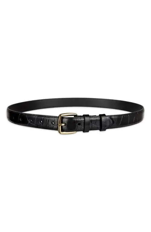 Cole Haan Feather Edge Leather Belt - Black Croc