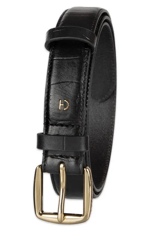 Cole Haan Feather Edge Leather Belt - Black Croc