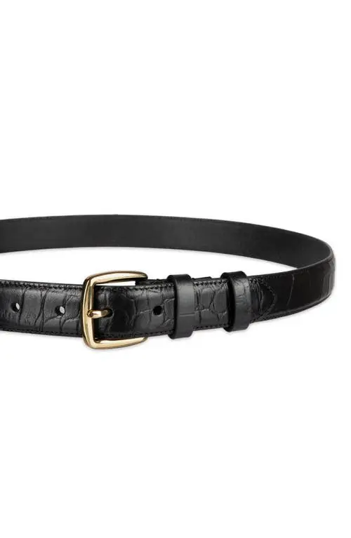 Cole Haan Feather Edge Leather Belt - Black Croc