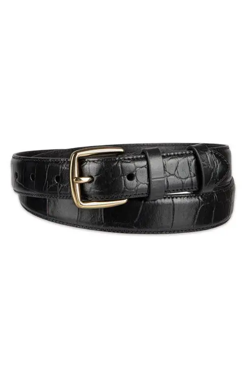Cole Haan Feather Edge Leather Belt - Black Croc