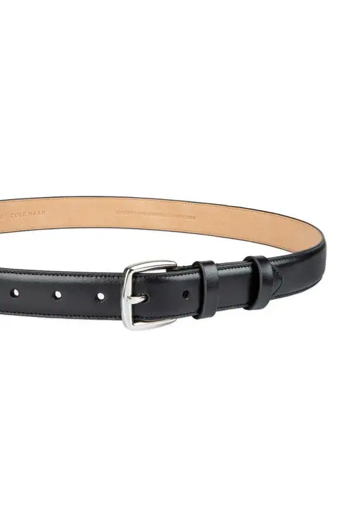 Cole Haan Feather Edge Leather Belt - Black