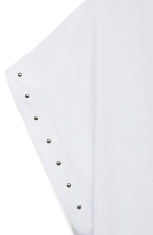 Mango Stud Accent Cotton V-neck T-shirt - White