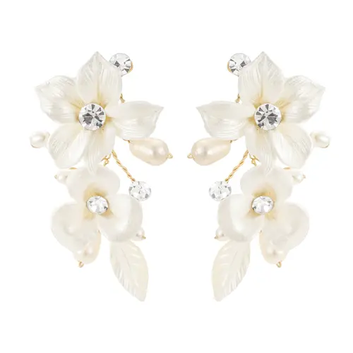 UNTAMED PETALS Louise Porcelain Flower Earrings - Ivory