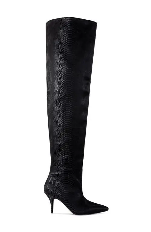 AZALEA WANG Halina Snakeskin Embossed Thigh High Boots