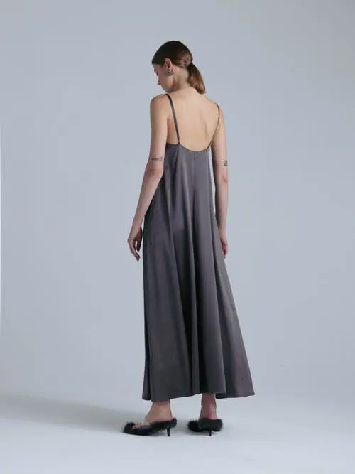 ALAS Aphrodite Sleeveless Silk Maxi Dress - Magic Grey
