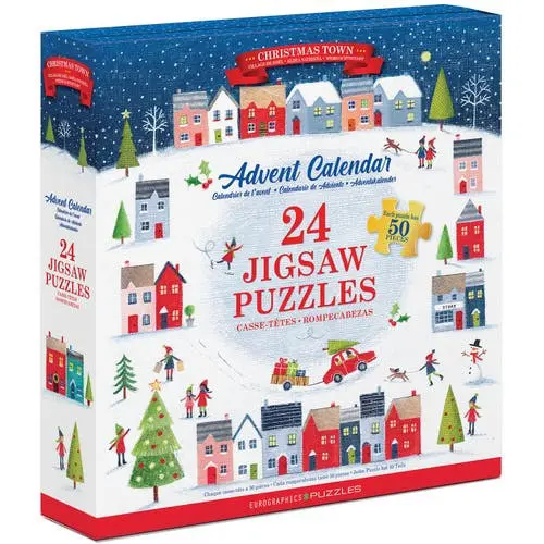 EUROGRAPHICS Puzzle Advent Calendar Christmas Town - Multicolored