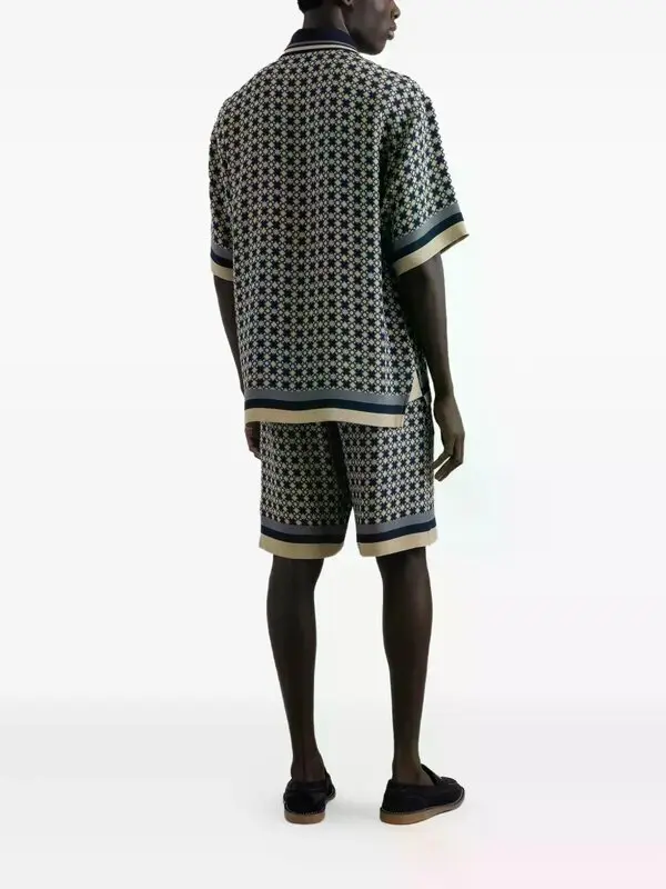 Dolce & Gabbana Printed Marocain Crêpe Polo Shirt - Blue