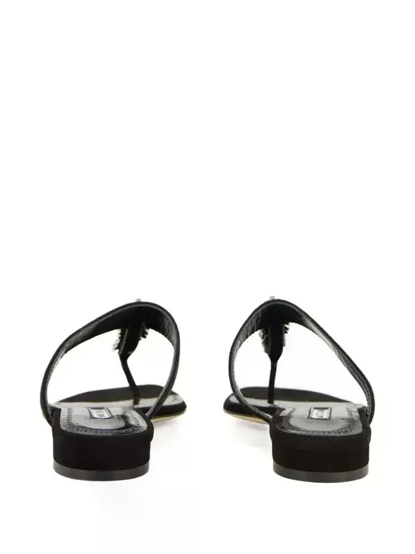 Manolo Blahnik Crystal-embellished Suede Flat Sandals