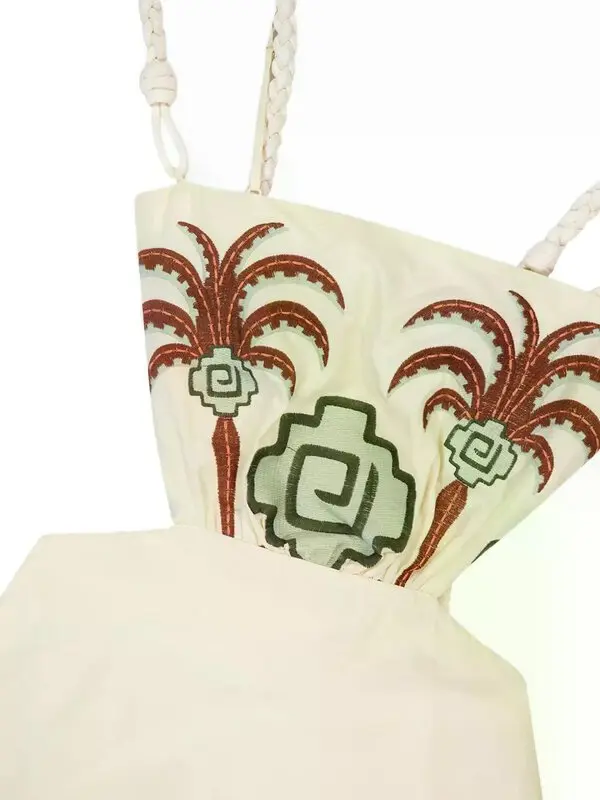 Johanna Ortiz Palm-tree Embroidered Cut-out Maxi Dress - Neutrals