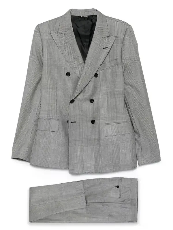 REVERES 1949 Double-breasted Checked-pattern Suit