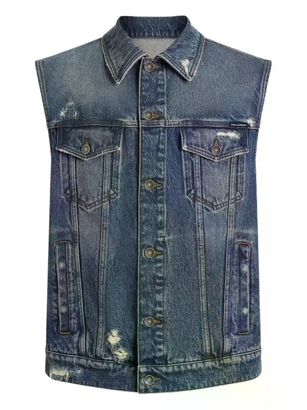 Dolce & Gabbana Denim Corduroy Gilet - Blue
