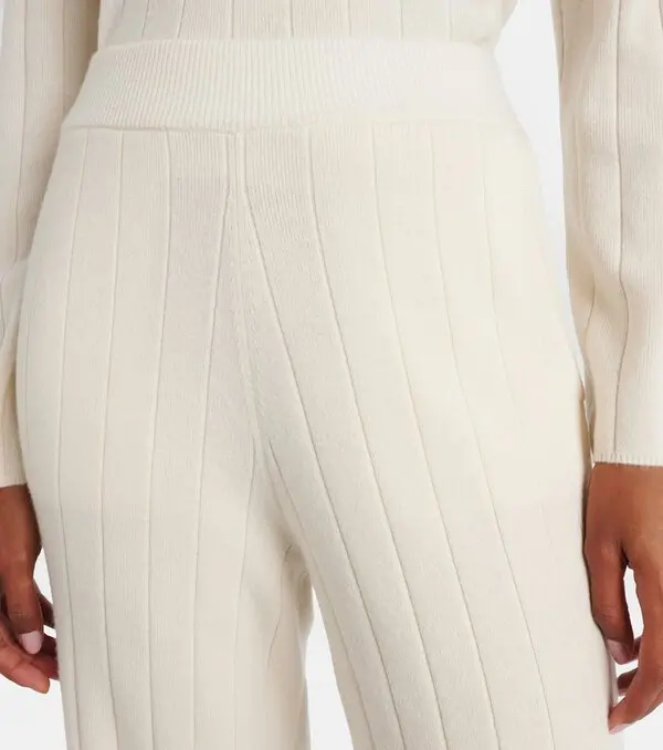 Max Mara Jardin Ribbed-knit Cashmere Sweatpants - White
