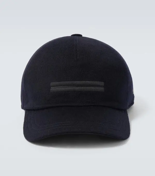 Zegna Embroidered Cashmere Baseball Cap - Blue