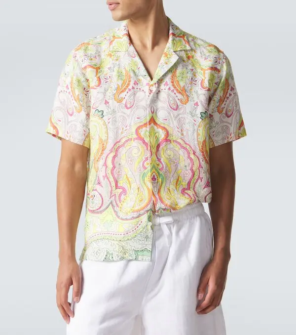 Orlebar Brown Maitan Printed Linen Bowling Shirt - Multicoloured