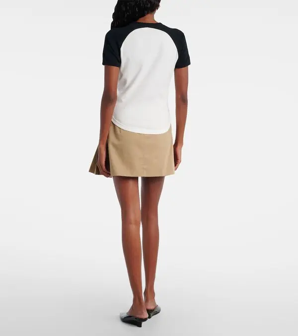 COURREGES Courrèges Circle Contrast Cotton Jersey T-shirt - White