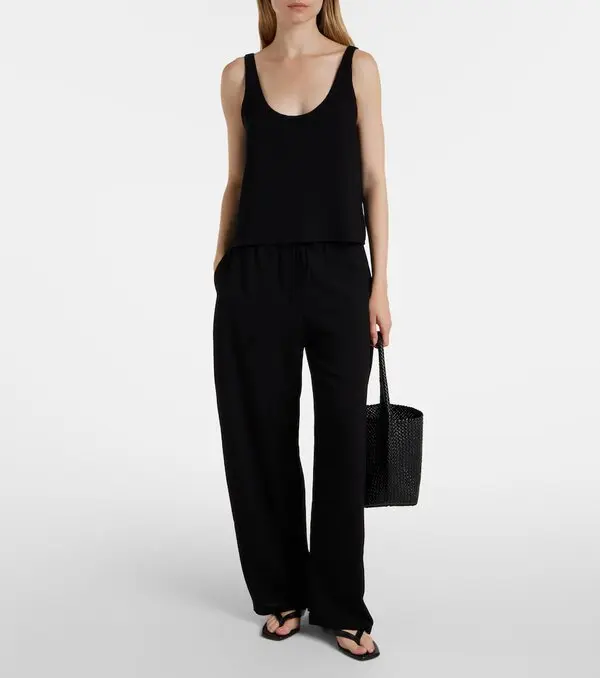 LESET Ari Cropped Crêpe Tank Top
