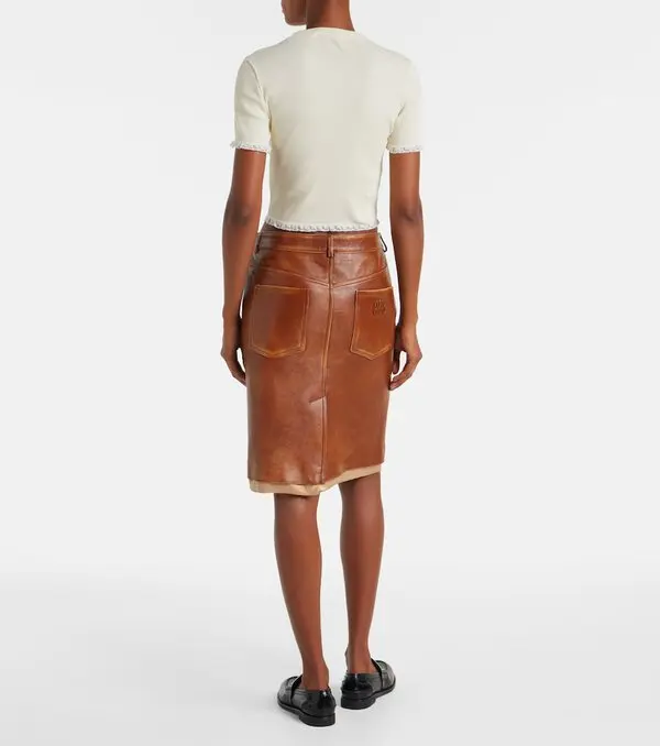 Miu Miu Leather Midi Skirt