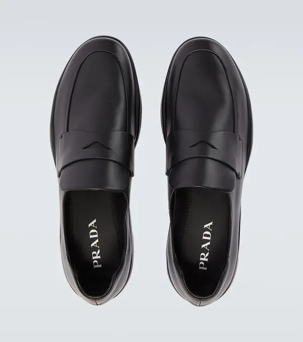 Prada Toblach Leather Penny Loafers