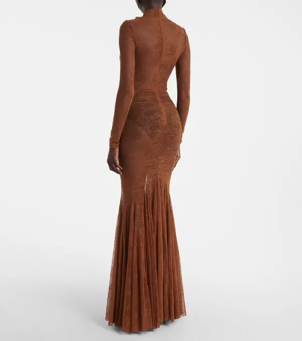 David Koma Sheer Lace Gown