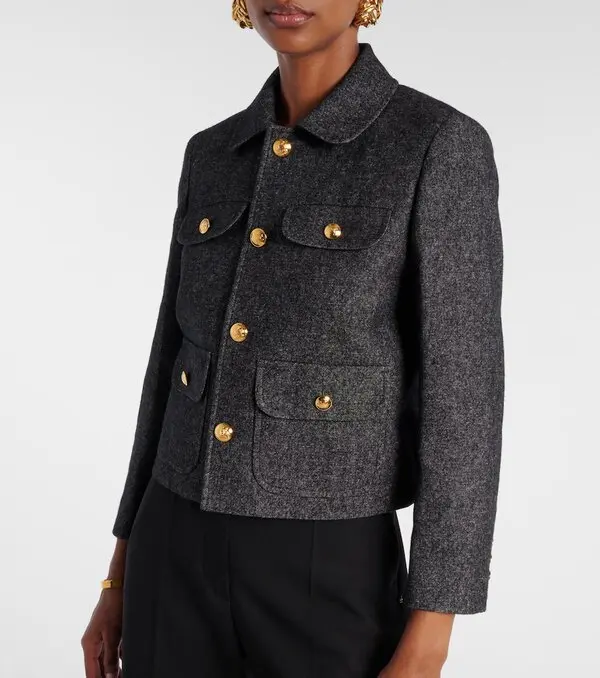 NILI LOTAN Chamonix Cotton And Wool-blend Jacket - Grey